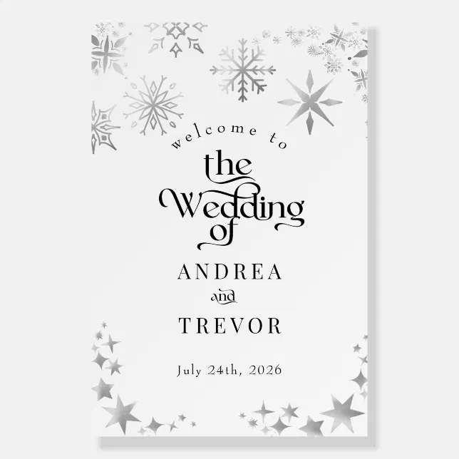 Silver Snowflake | Winter Wedding Welcome Sign | Zazzle