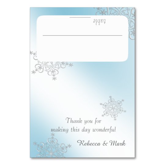 Silver Snowflakes and Ice Blue Seating Card | Zazzle.com