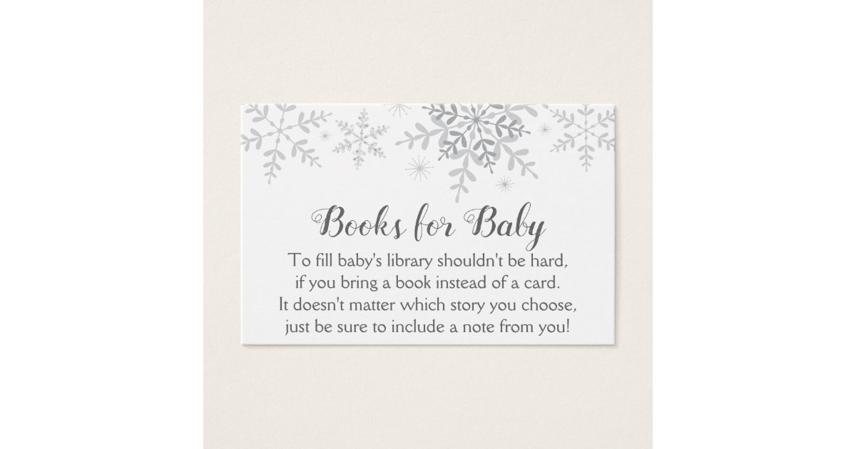 Silver Snowflakes Baby Shower Bring a Book | Zazzle