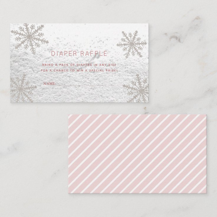 Silver Snowflakes Baby Shower Diaper Raffle Ticket Enclosure Card | Zazzle