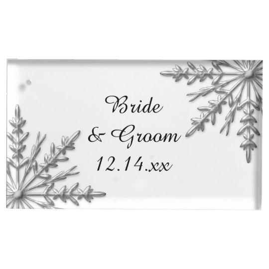 Silver Snowflakes Winter Wedding Table Number Holder | Zazzle.com