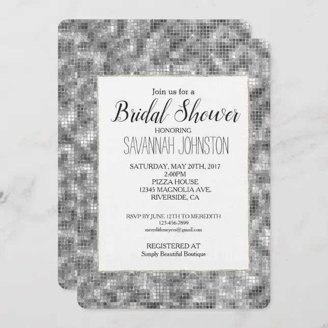 Silver Sparkle Bridal Shower Invitation | Zazzle