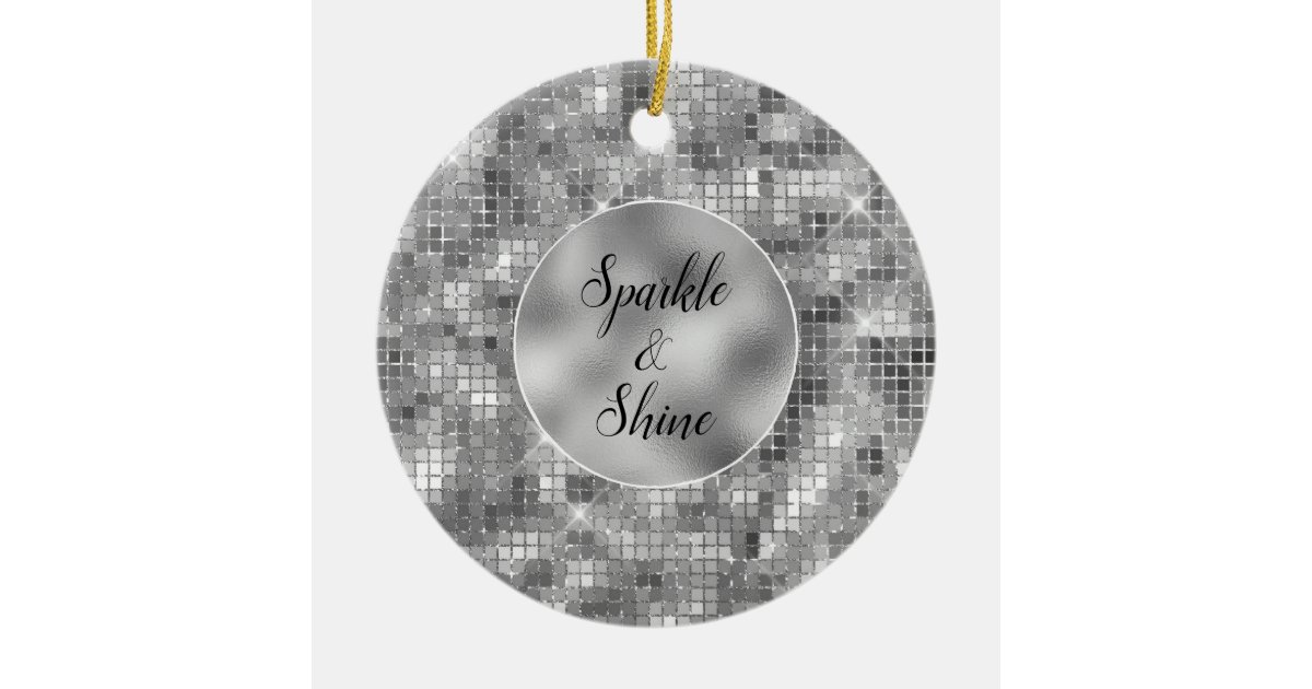 Silver Sparkle Ceramic Ornament | Zazzle