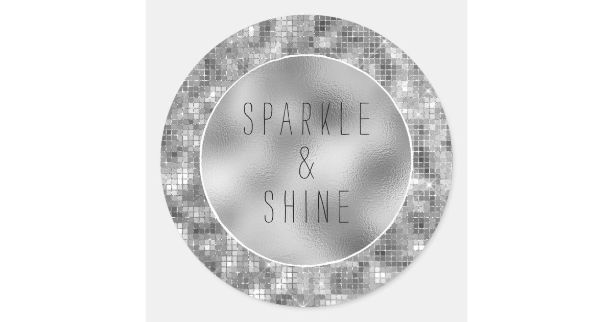 Silver Sparkle Classic Round Sticker | Zazzle