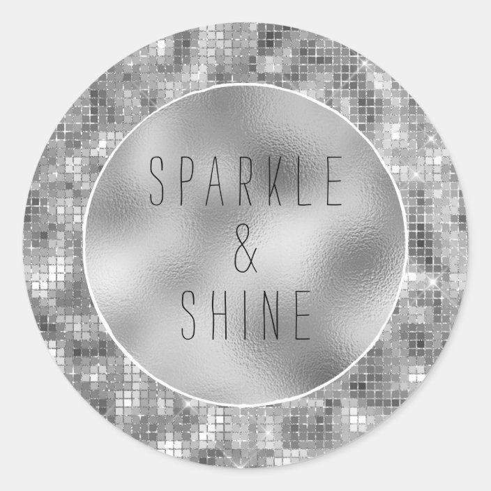 Silver Sparkle Classic Round Sticker | Zazzle.com