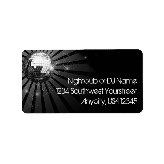 Silver Sparkle Disco Ball Party Label | Zazzle