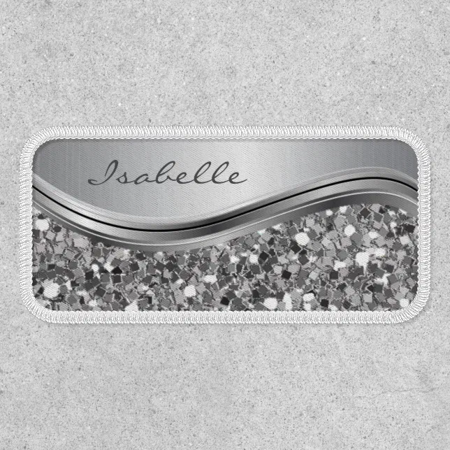 Silver Sparkle Glam Bling Personalized Metal Patch | Zazzle