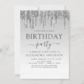 Silver Sparkle Glitter Any Age Birthday Invitation | Zazzle