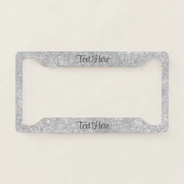 Silver Sparkle Glitter Elegant Personalized License Plate Frame | Zazzle