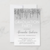 Silver Sparkle Glitter Graduation Party Invitation | Zazzle