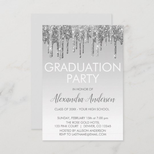 Silver Sparkle Glitter Graduation Party Invitation | Zazzle.com