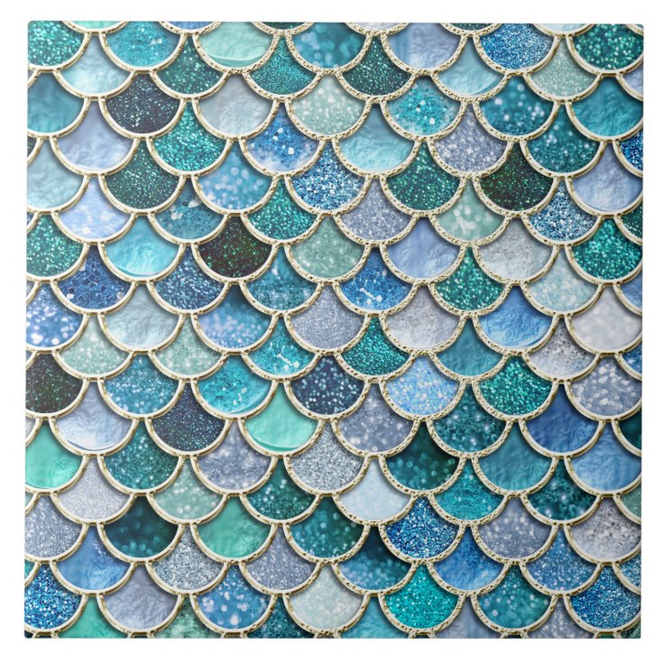 Silver Sparkle Glitter Mermaid Scales Tile | Zazzle