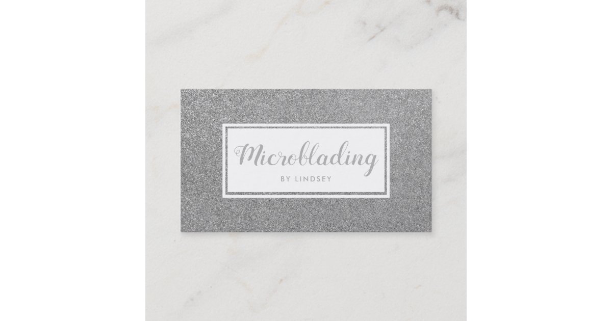 Silver Sparkle Glitter Microblading Therapit Business Card | Zazzle