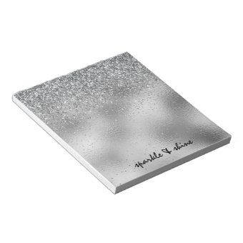 Silver Sparkle Notepad | Zazzle