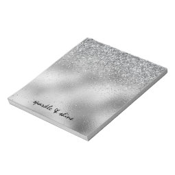 Silver Sparkle Notepad | Zazzle