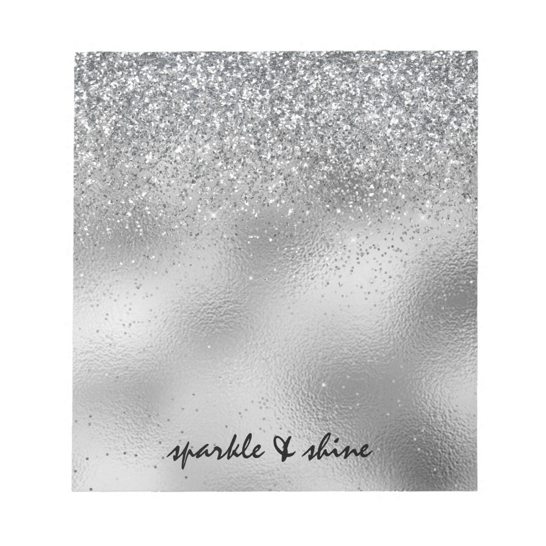 Silver Sparkle Notepad | Zazzle