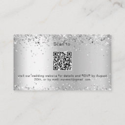 Silver sparkle wedding website RSVP QR code Enclosure Card | Zazzle