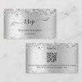 Silver sparkle wedding website RSVP QR code Enclosure Card | Zazzle