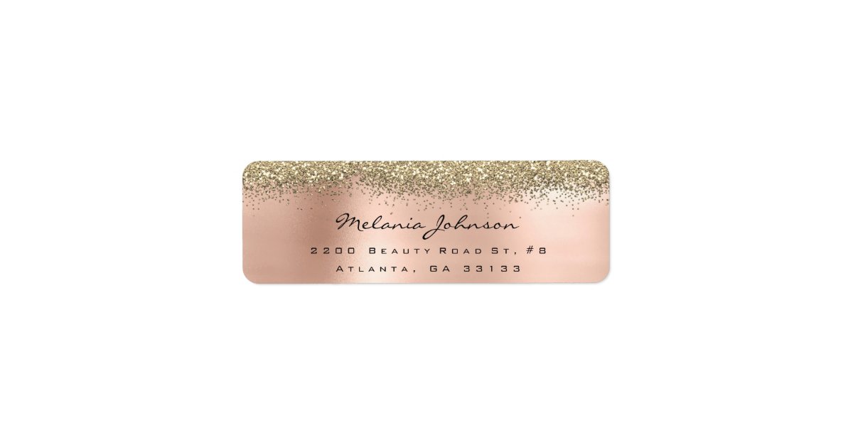 Silver Sparkly Glitter Pink Rose Gold Metallic Label | Zazzle