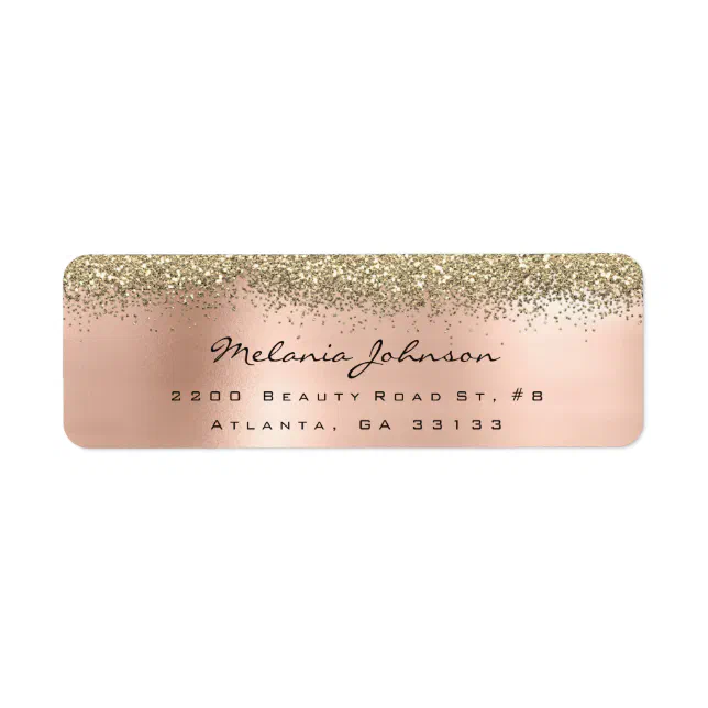 Silver Sparkly Glitter Pink Rose Gold Metallic Label | Zazzle