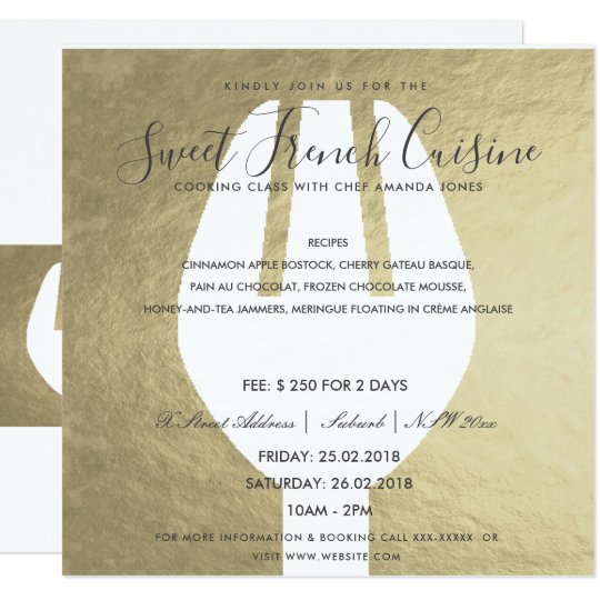 Cooking Class Invitation Wording