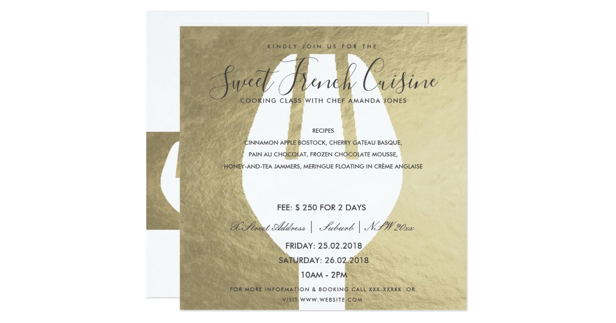SILVER SPOON FORK COOKING CLASS INVITE TEMPLATE | Zazzle.com