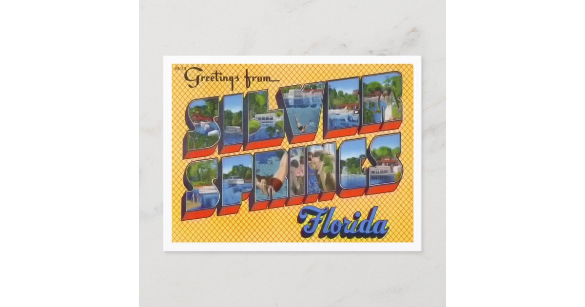 Silver Springs, Florida Vintage Big Letters Postcard | Zazzle