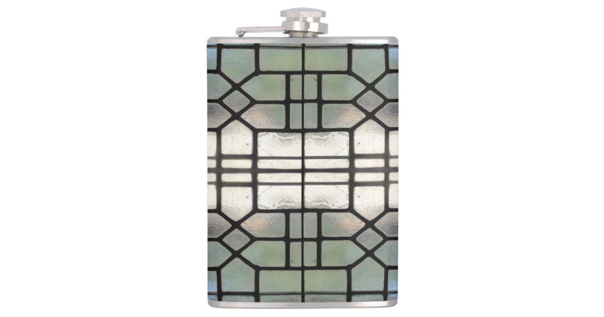 Silver Stained glass Window Design>Hip Flask | Zazzle