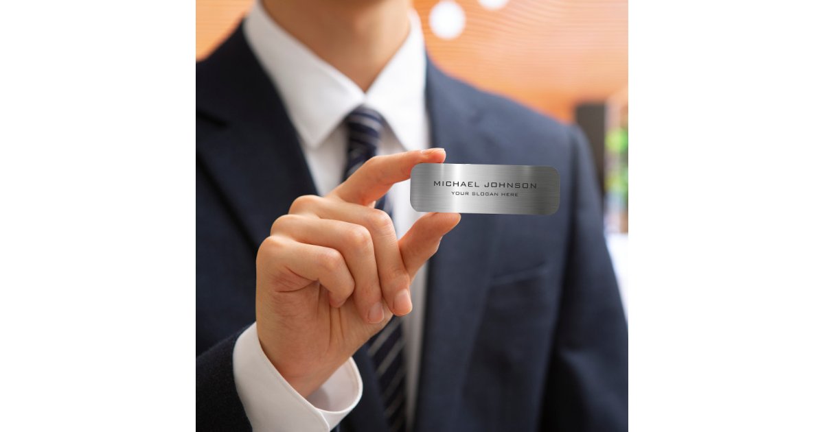 Silver Stainless Steel Metal Name Tag | Zazzle