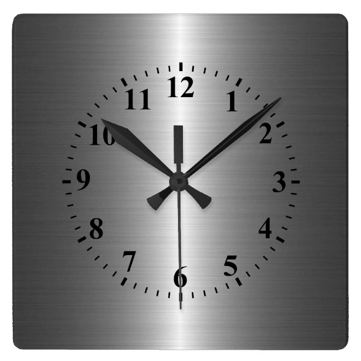 Silver Stainless Steel Metal Square Wall Clock | Zazzle