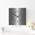 Silver Stainless Steel Metal Square Wall Clock | Zazzle