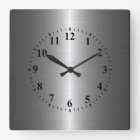 Silver Stainless Steel Metal Square Wall Clock | Zazzle