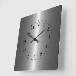 Silver Stainless Steel Metal Square Wall Clock | Zazzle