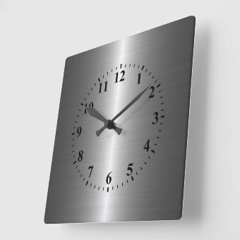 Silver Stainless Steel Metal Square Wall Clock | Zazzle