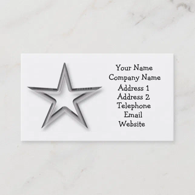Silver Star Business Card | Zazzle