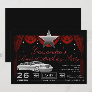 Limo Ride For A Birthday Party Invitations