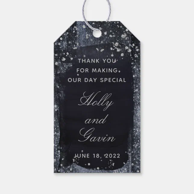 Silver Starry Night Wedding Favor Gift Tag | Zazzle