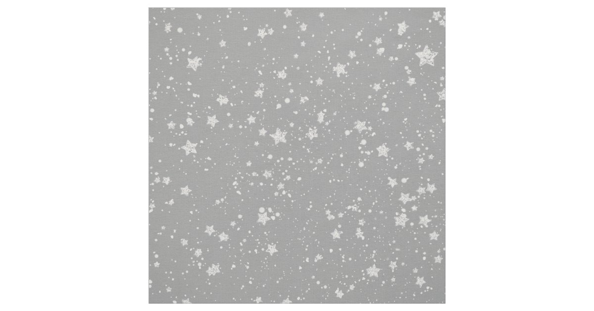 Silver Stars Fabric | Zazzle