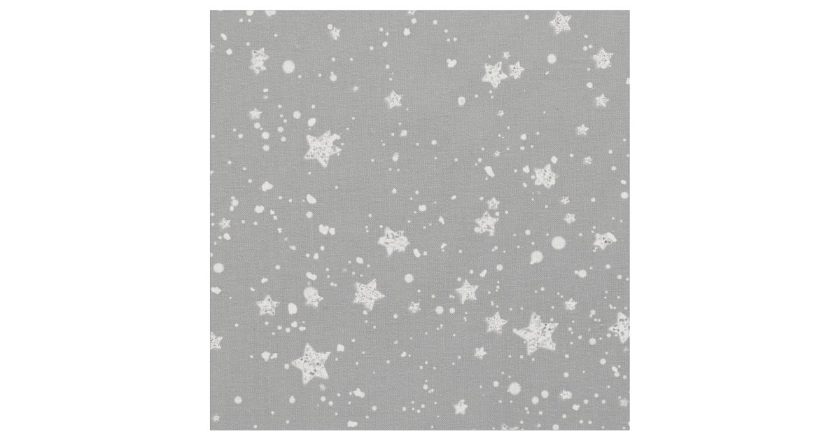 Silver Stars Fabric | Zazzle