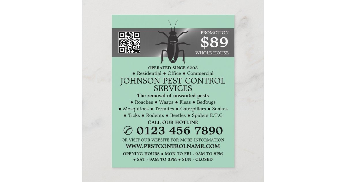 Silver Strip - Black Cockroach - Pest Control Flyer | Zazzle