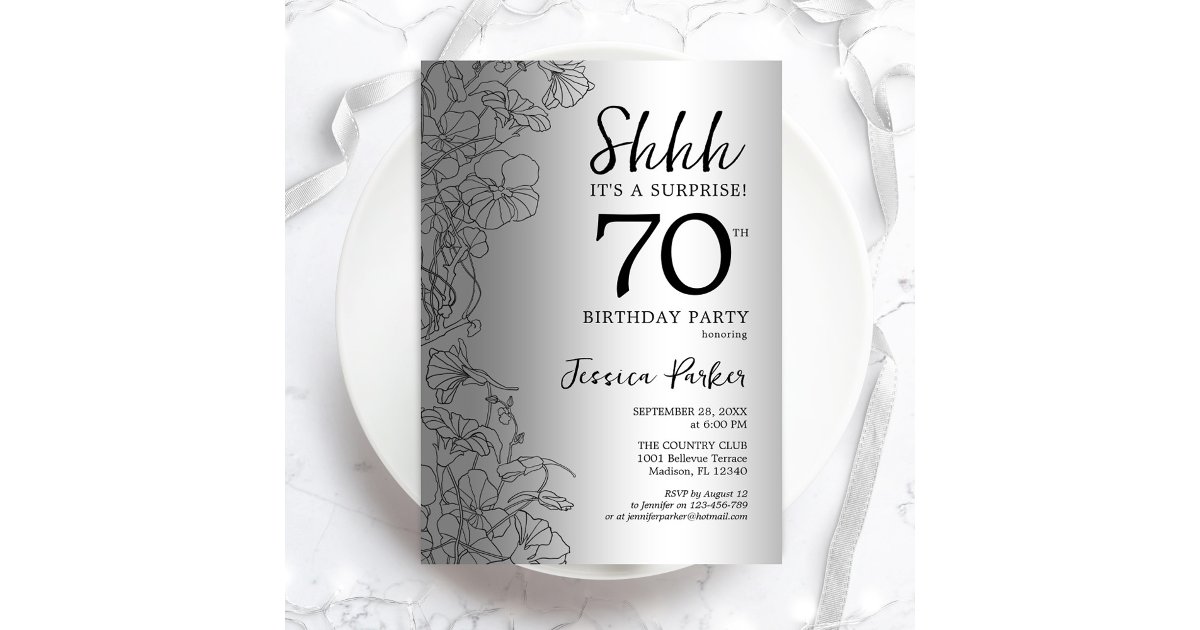 Silver Surprise 70th Birthday Invitation | Zazzle