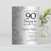 Silver Surprise 90th Birthday Party Invitation | Zazzle