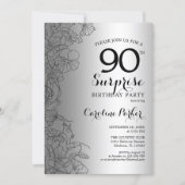 Silver Surprise 90th Birthday Party Invitation | Zazzle