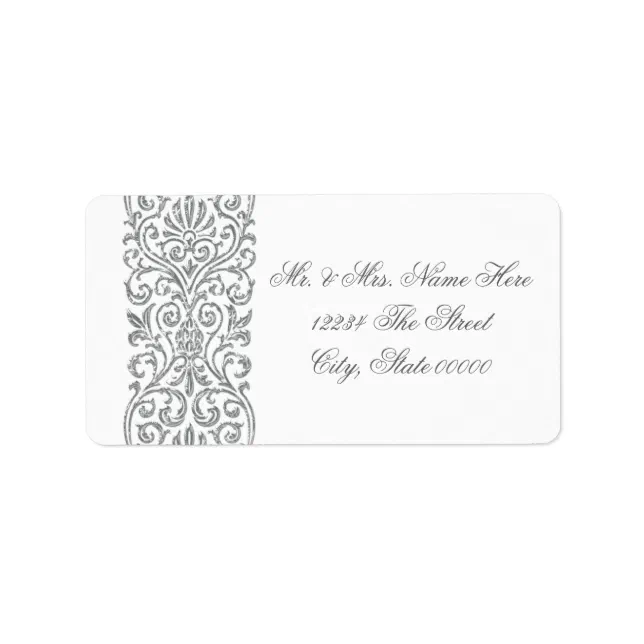 Silver Swirl Border Label | Zazzle