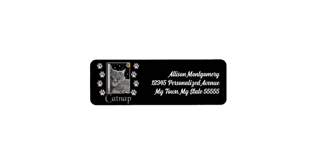Silver Tabby Cat Lover Catnap Art Address Label | Zazzle