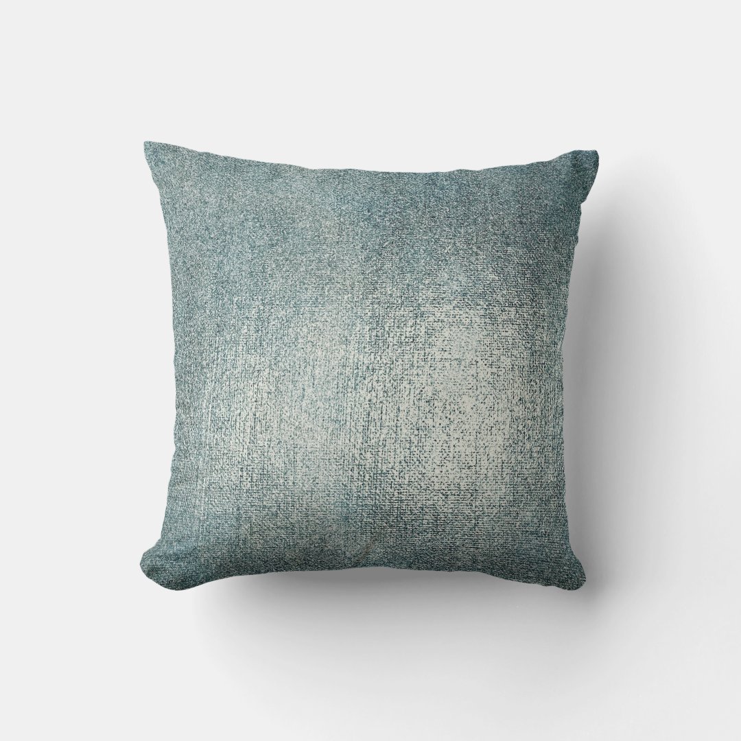 Silver Teal Blue Gray Glam Sparkle Metallic Brush Throw Pillow | Zazzle