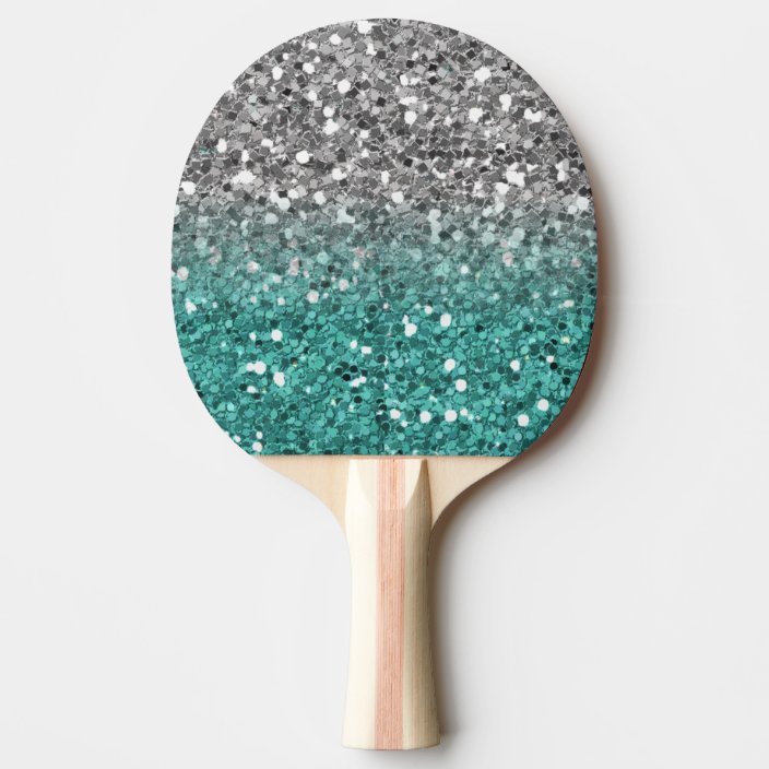 Silver Teal Glitter Pretty Sparkle Ping Pong Paddle | Zazzle.com