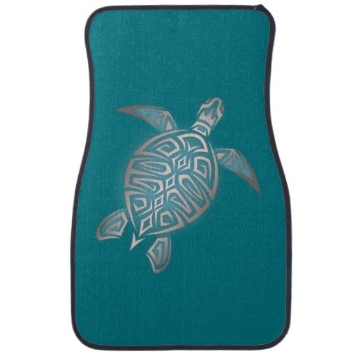 Silver Teal Sea Turtle Coastal Maritime Car Floor Mat | Zazzle