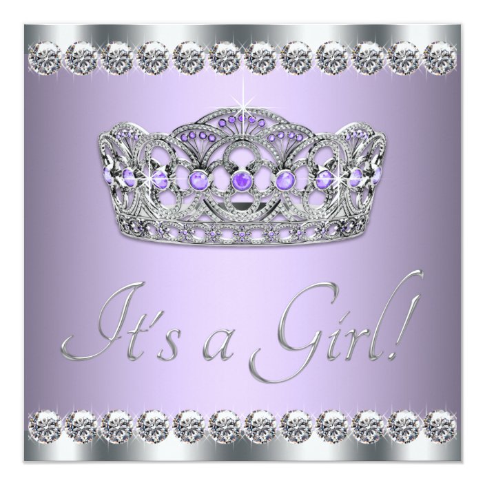 Silver Tiara Lavender Purple Baby Shower Invitation | Zazzle.com