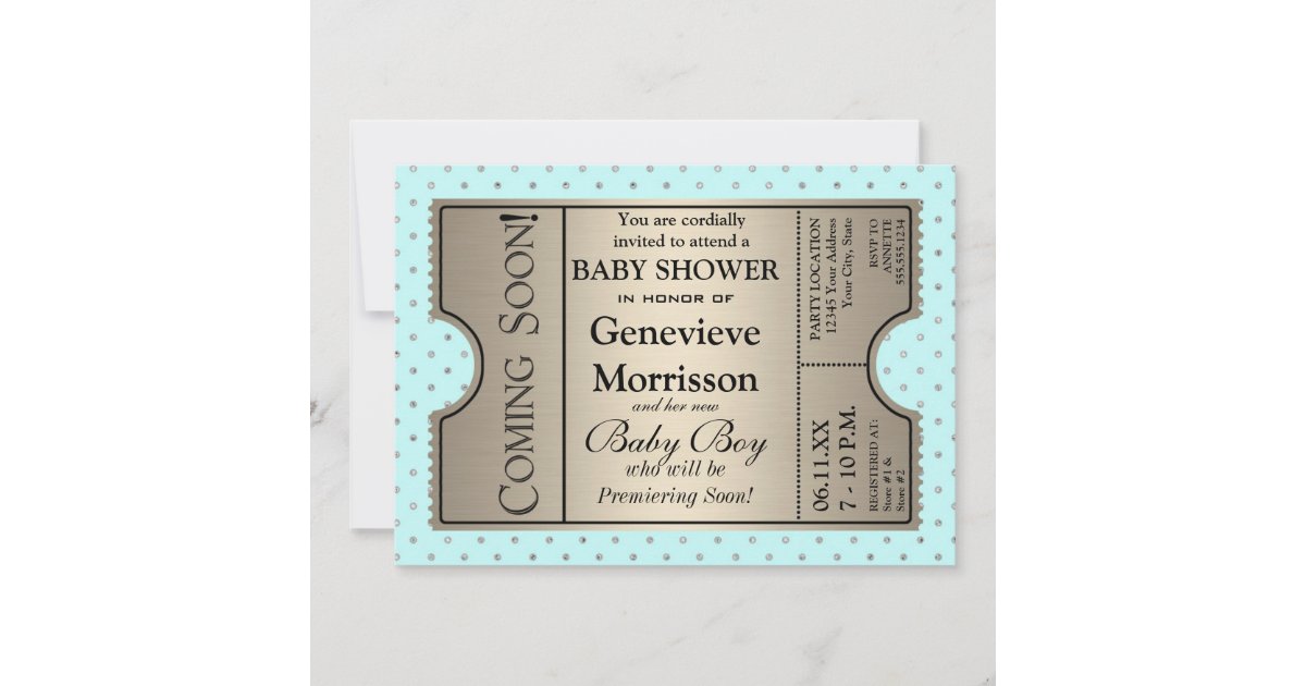 Silver Ticket Style New Baby Shower Party Invite | Zazzle